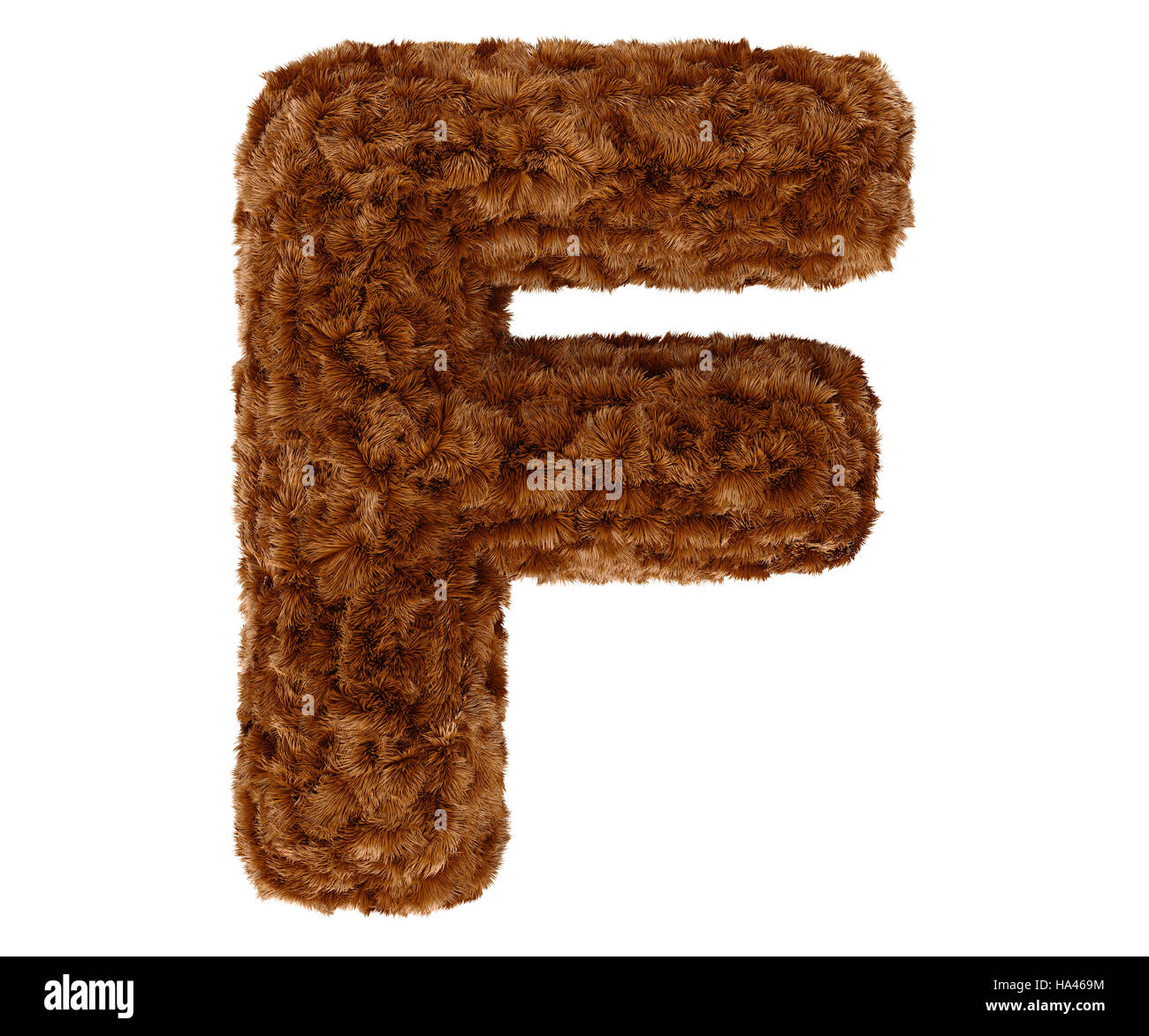Wild animal brown bushy bear decorative fur alphabet capital letter F ...