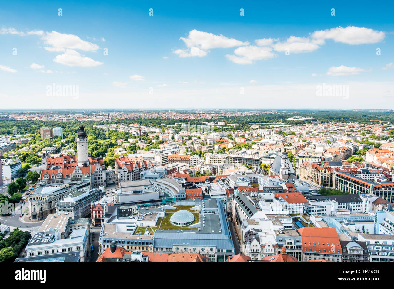 Panoramic view of Leipzig (in Germany) from the mdr Tower Stock Photo ...