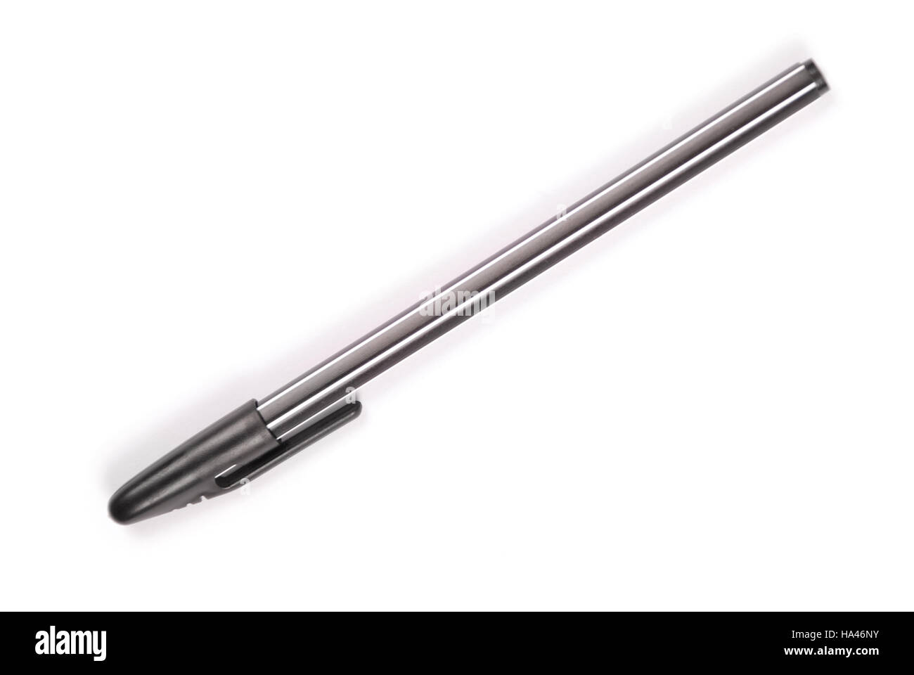 Black plastic ballpoint pen isolated on white Stock Photo - Alamy