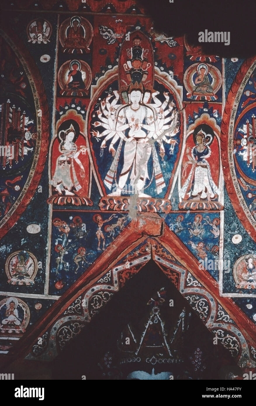Paintings in the upper room. Alchi monastery. Ladakh, India Stock Photo ...