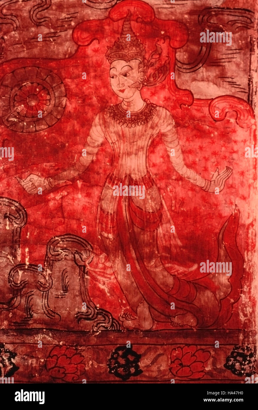 Female figure. Painting on the interior wall. Ananda Okkyaung. Pagan ...