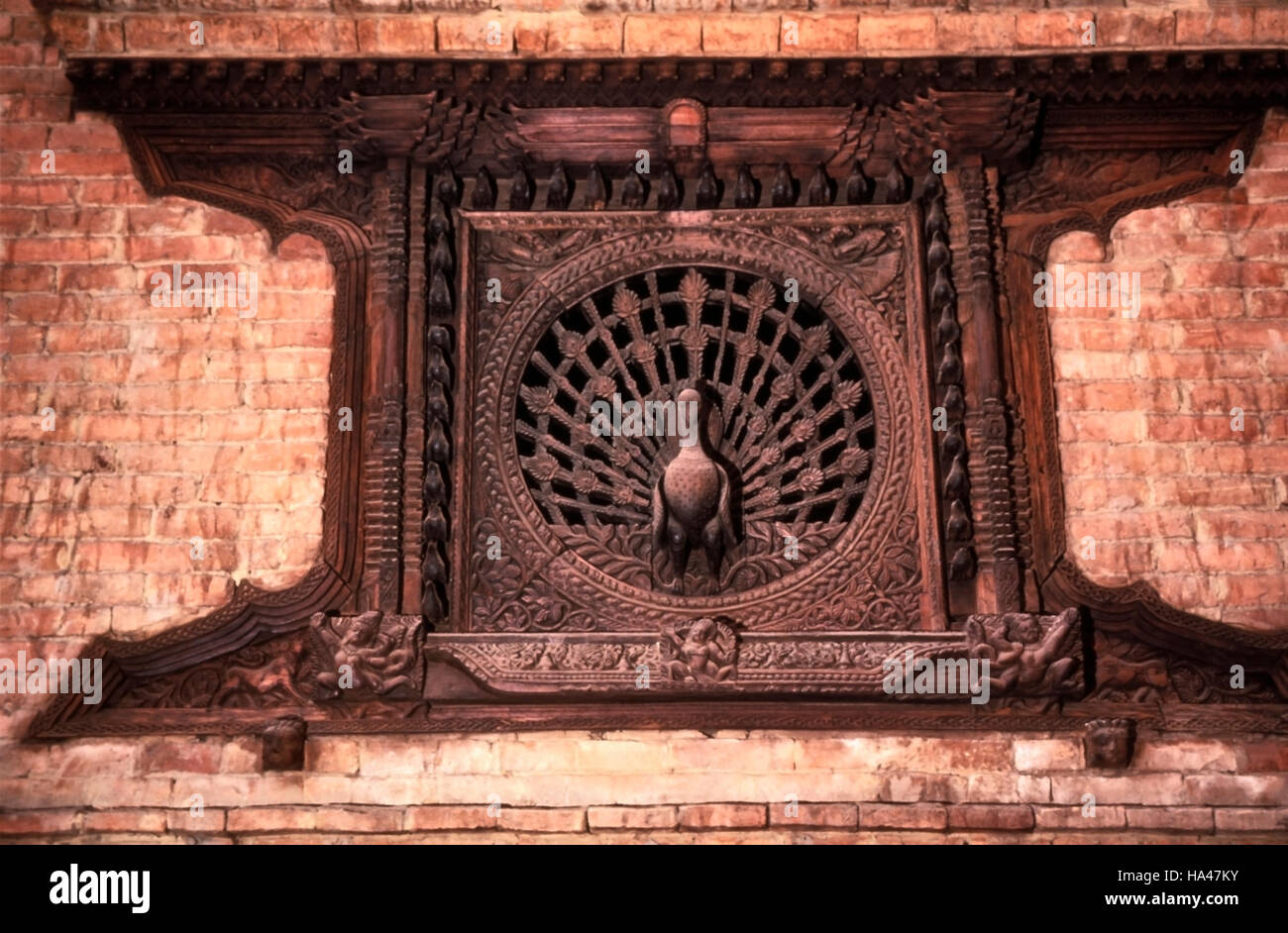 Pujahari Math. Peacock window. Bhaktapur, Nepal Stock Photo - Alamy