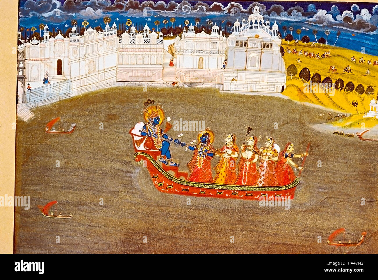 Painting krishna enjoying a boat ride hi-res stock photography and ...