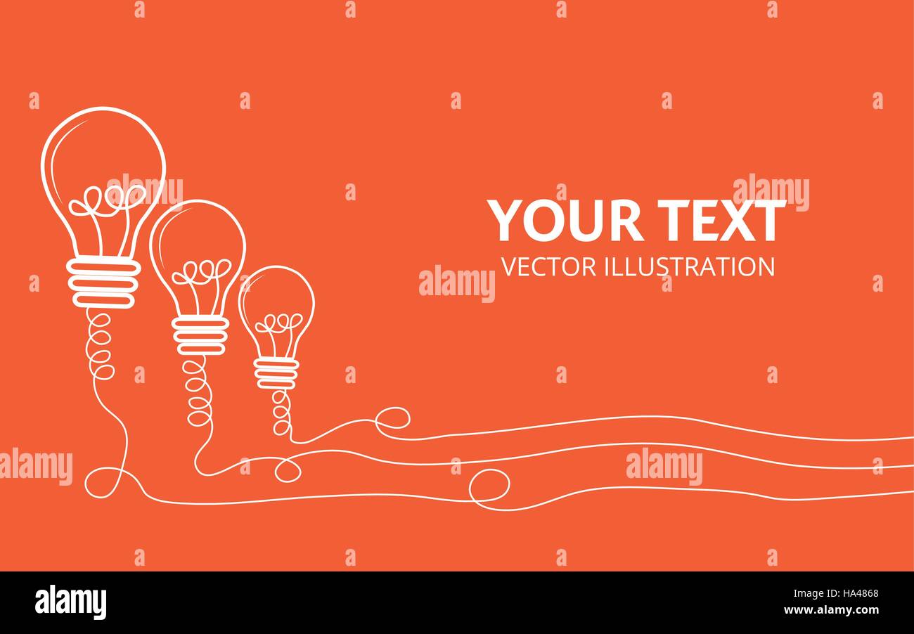Multiple light bulb banner with wire. Idea concept (Vector illustration ...
