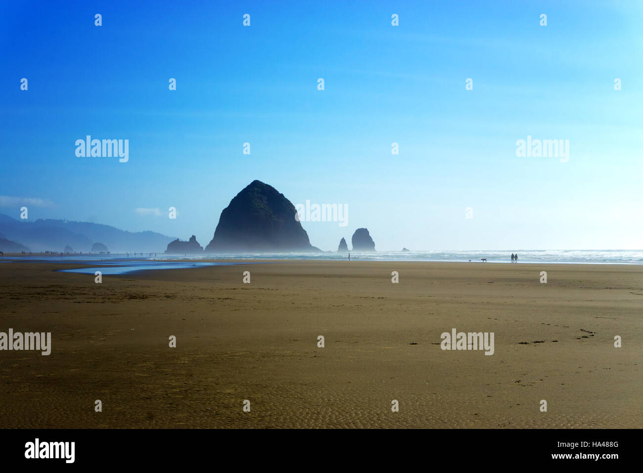 Haystack Rock on the beach at Cannon Beach, Oregon Stock Photo - Alamy