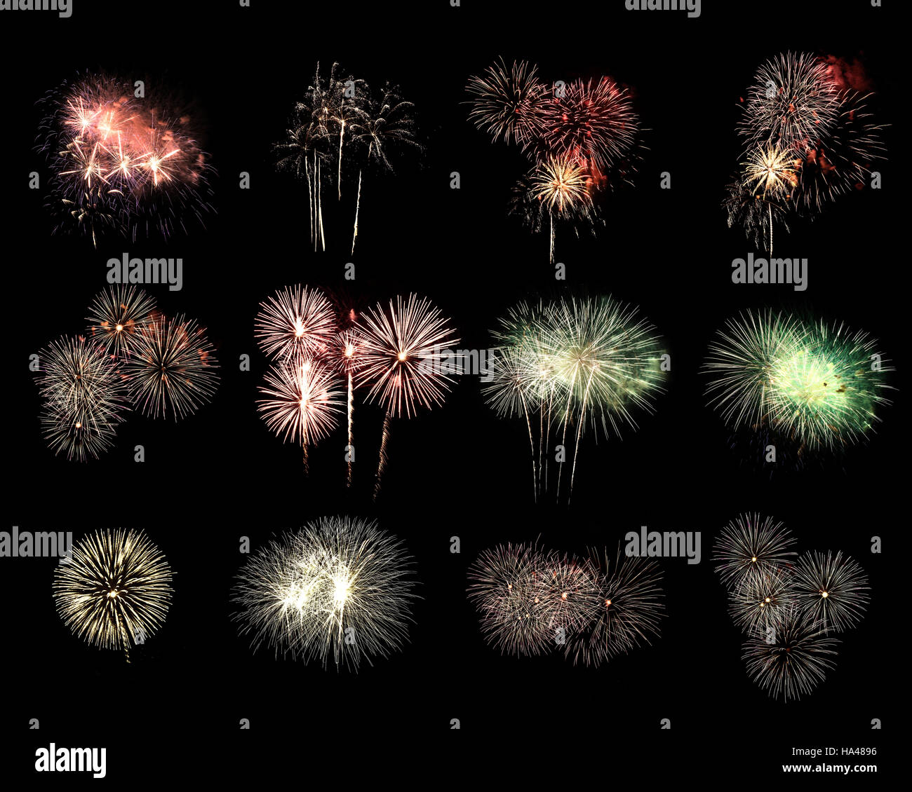 Colorful assorted fireworks selection on a black background Stock Photo ...