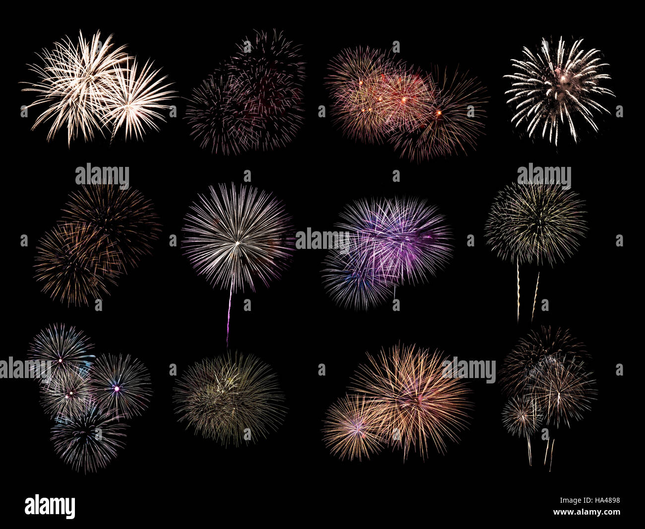 Colorful assorted fireworks selection on a black background Stock Photo ...