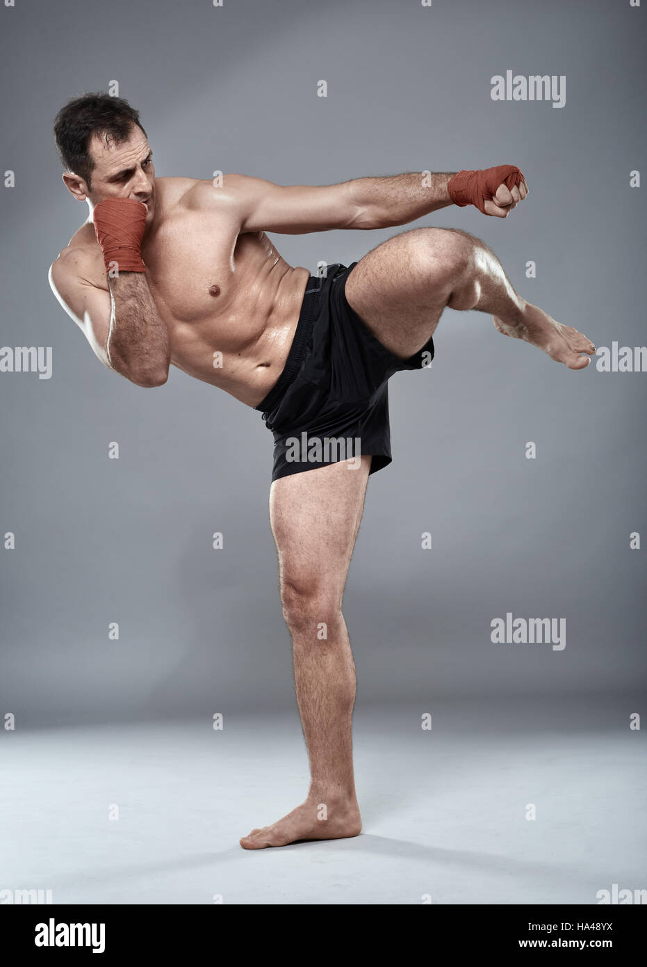 Muay thai or kickbox fighter in various postures - see the whole series ...