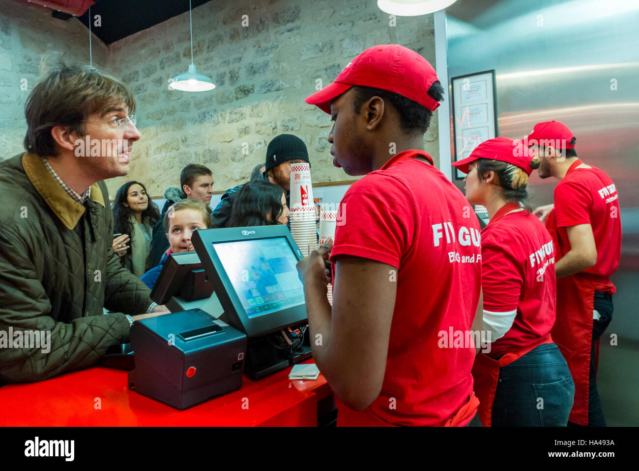 Paris, France, Group of French People, Teenagers, Working inside ...