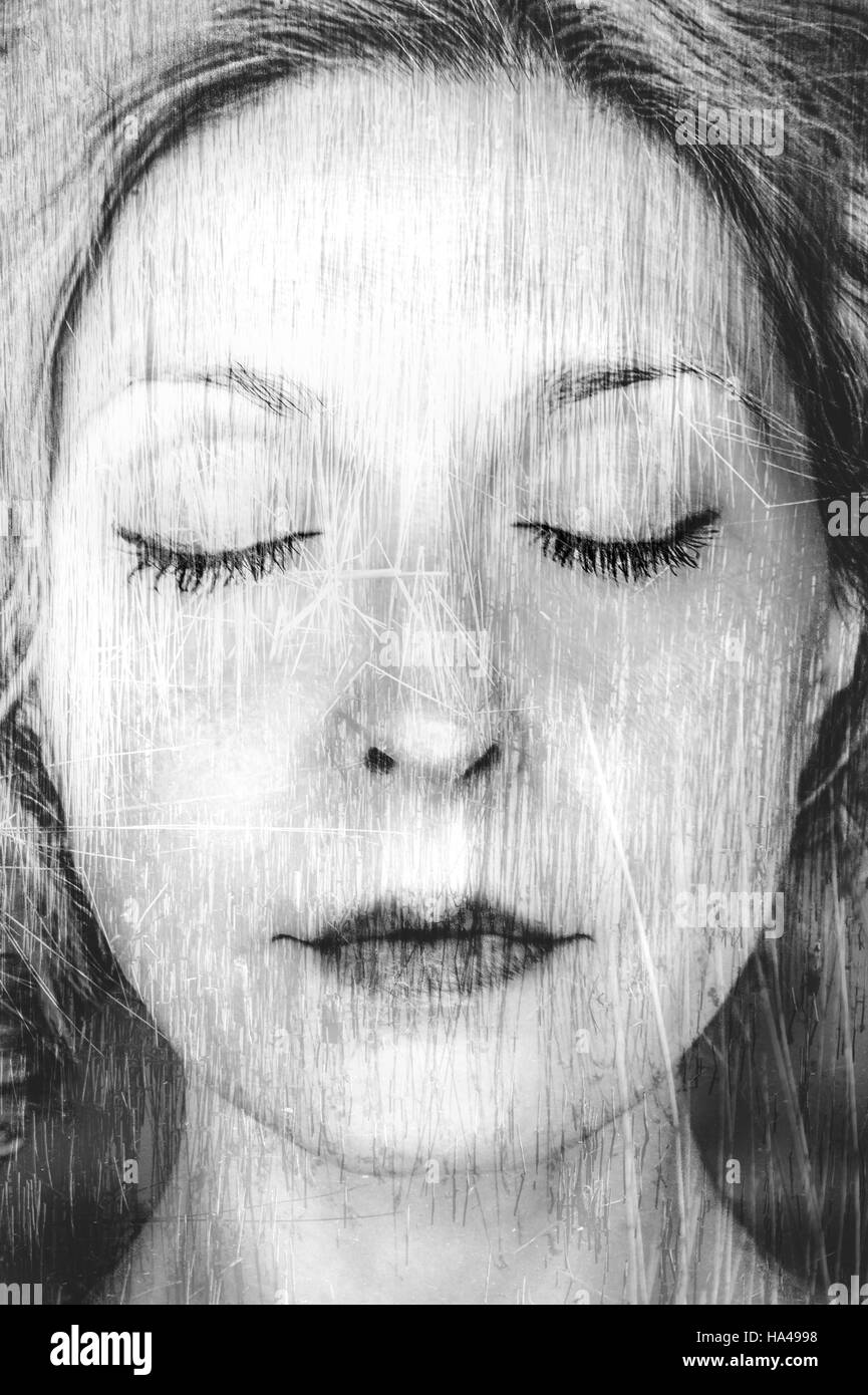 Woman closed eyes close up Black and White Stock Photos & Images - Alamy