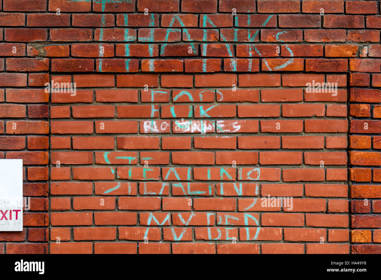 Homeless Person's Graffiti, Brighton, Sussex, UK Stock Photo - Alamy