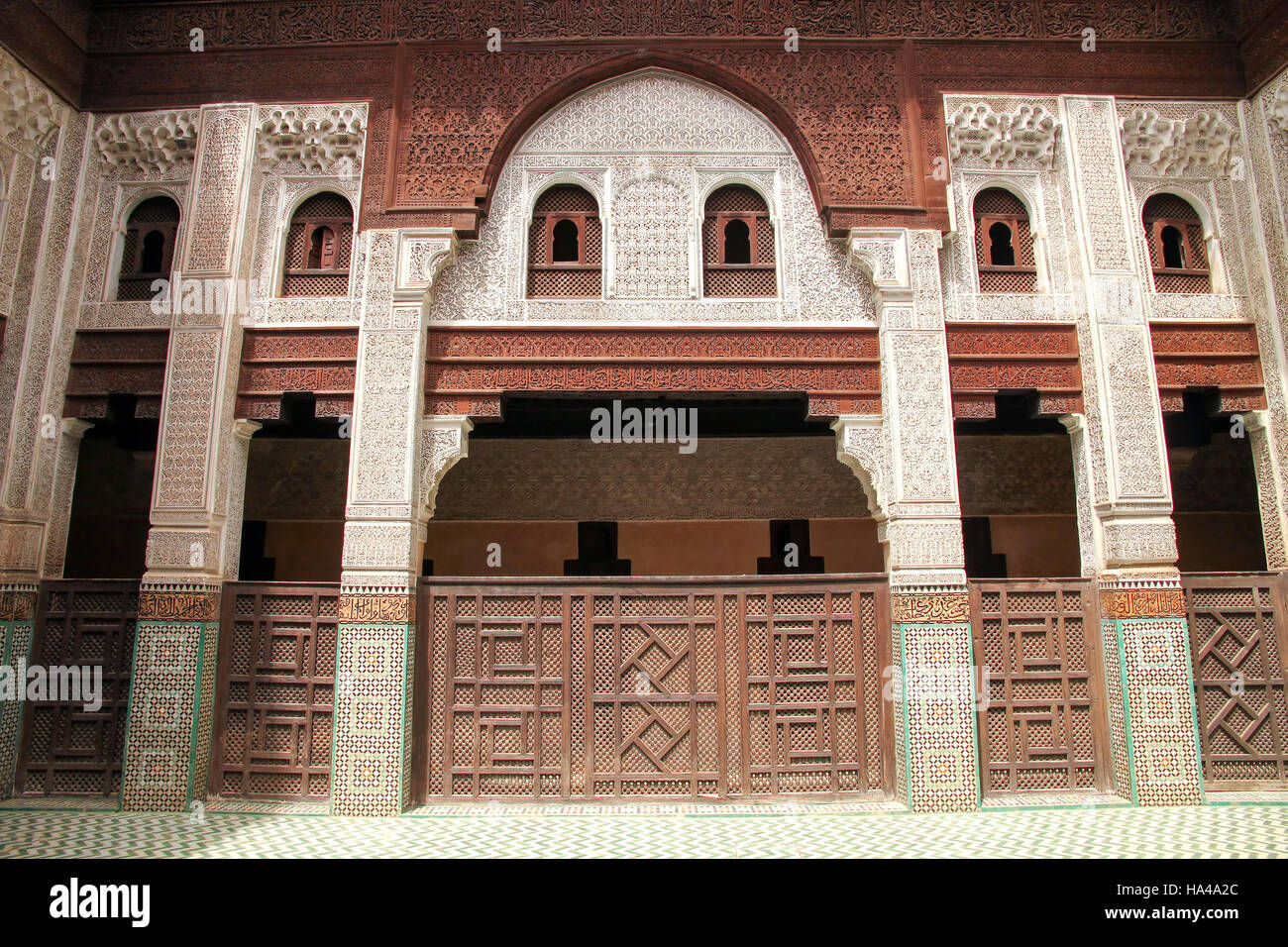 Beautiful artwork inside the Koranic School in Meknes, Morocco Stock ...