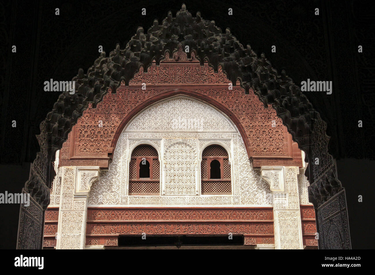 Beautiful artwork inside the Koranic School in Meknes, Morocco Stock ...
