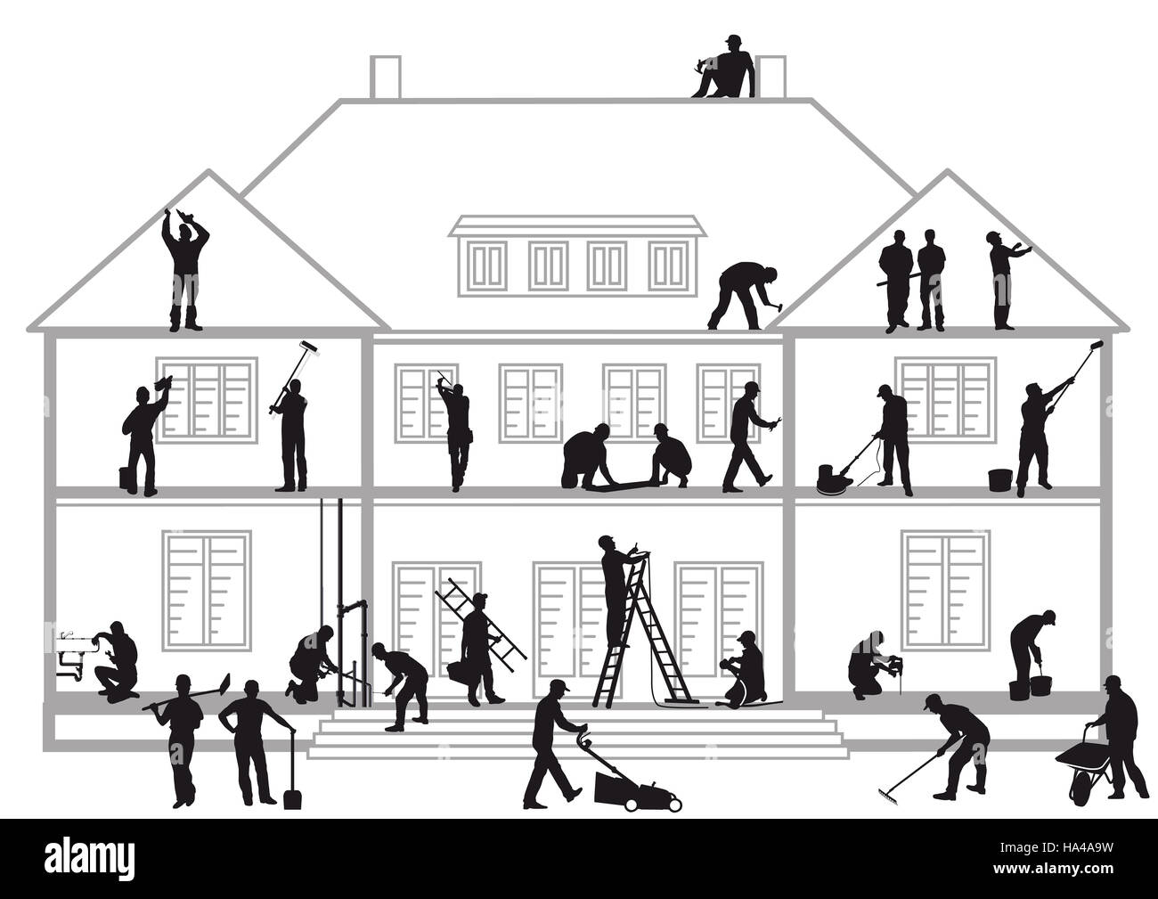 Construction workers at work Stock Photo - Alamy