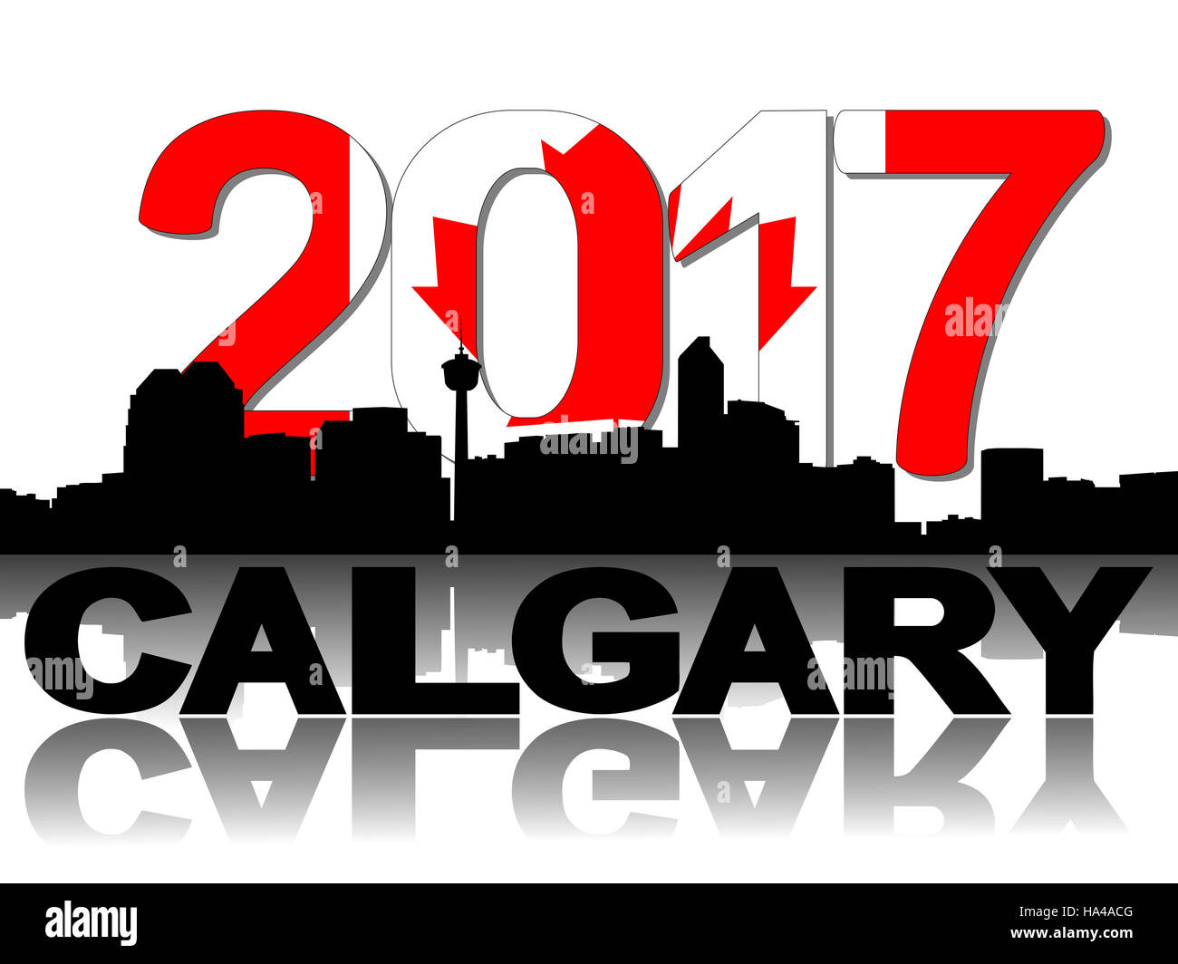 Calgary skyline 2017 flag text illustration Stock Photo - Alamy