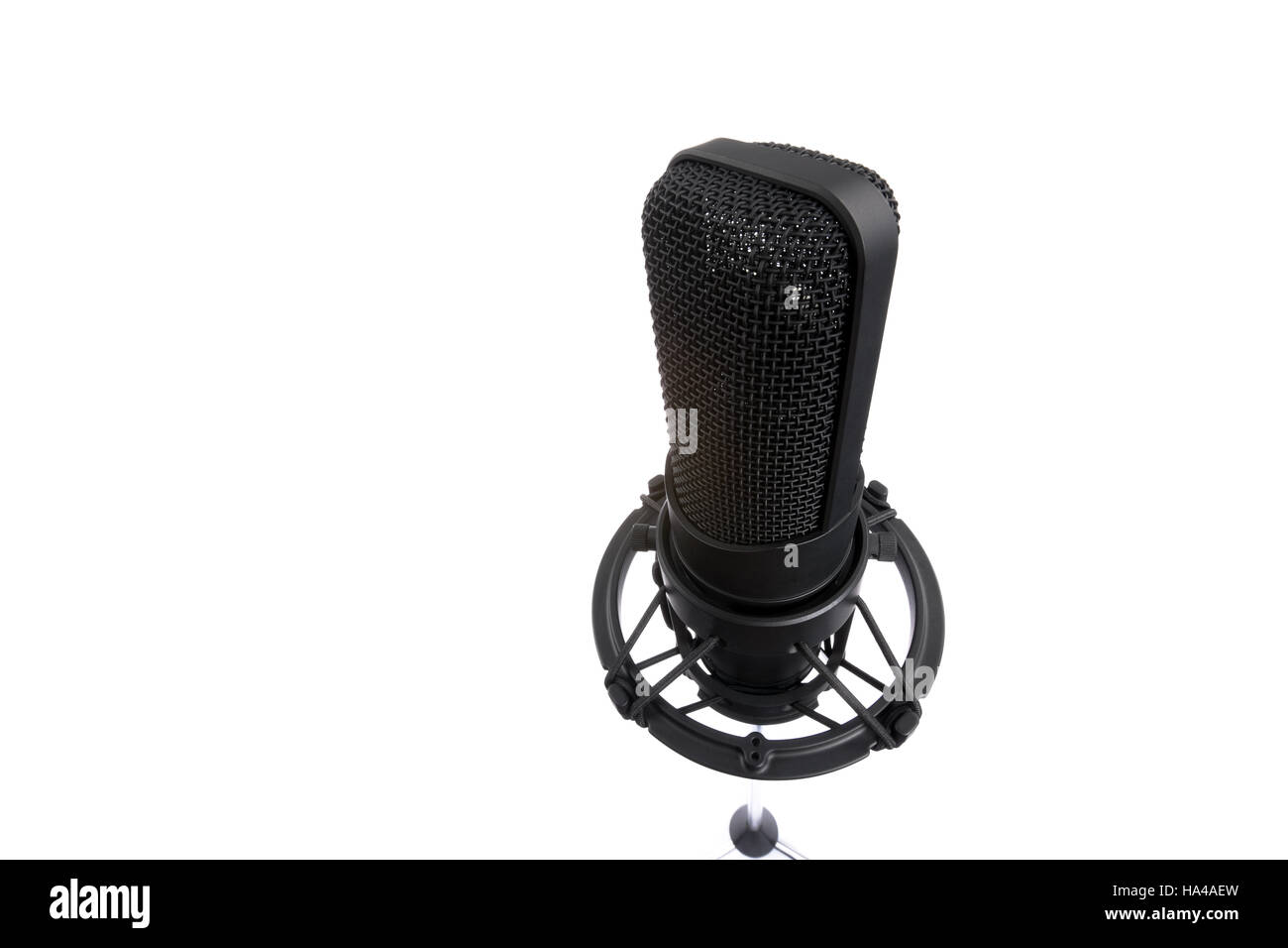 Black microphone isolated on white. Shot with wide lens Stock Photo - Alamy