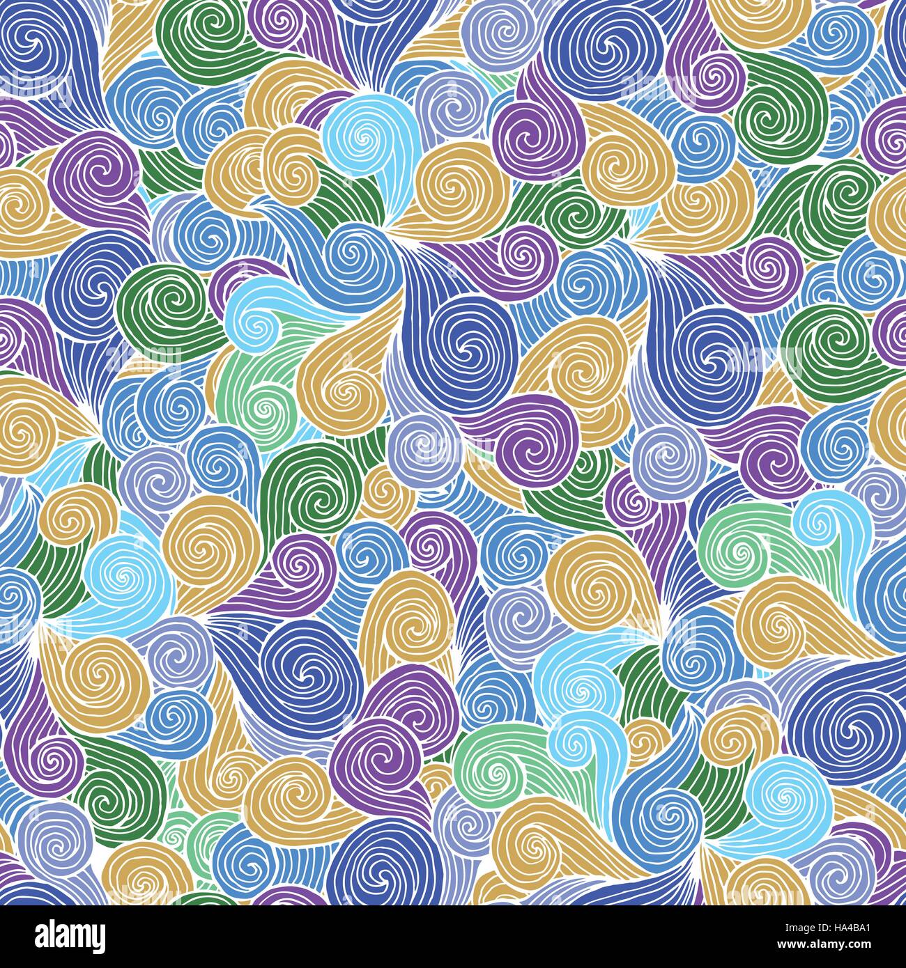 Vector abstract hand-drawn waves texture, wavy background. Colorful ...