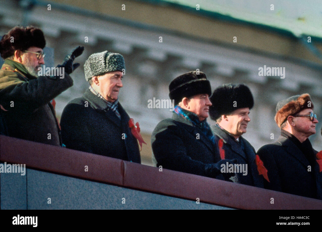 Nov 07, 1987 - Moscow, Russia - (left to right) FIDEL CASTRO, President ...