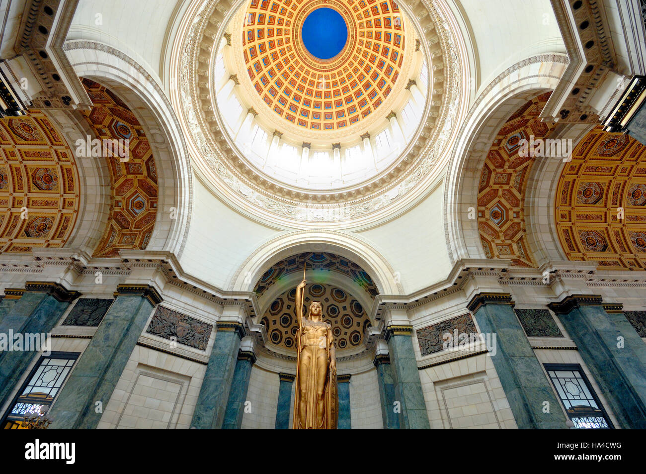 Statue of the Republic. A 22 carat gold leaf statue by Angelo Zanelli ...