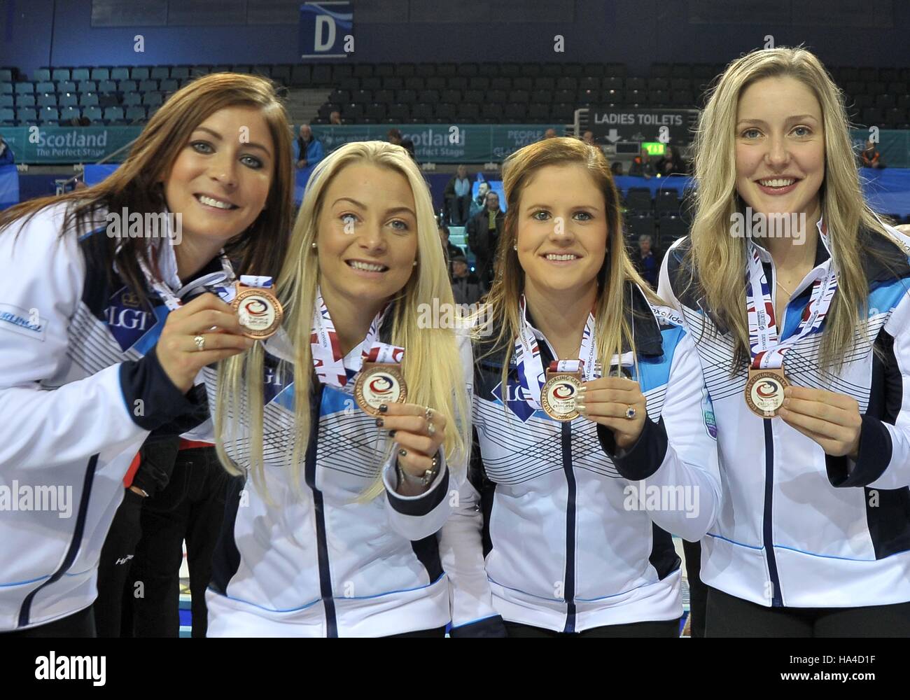 Glasgow, UK. 26th Nov, 2016. (l to r) Eve Muirhead, Anna Sloan, Vicki ...