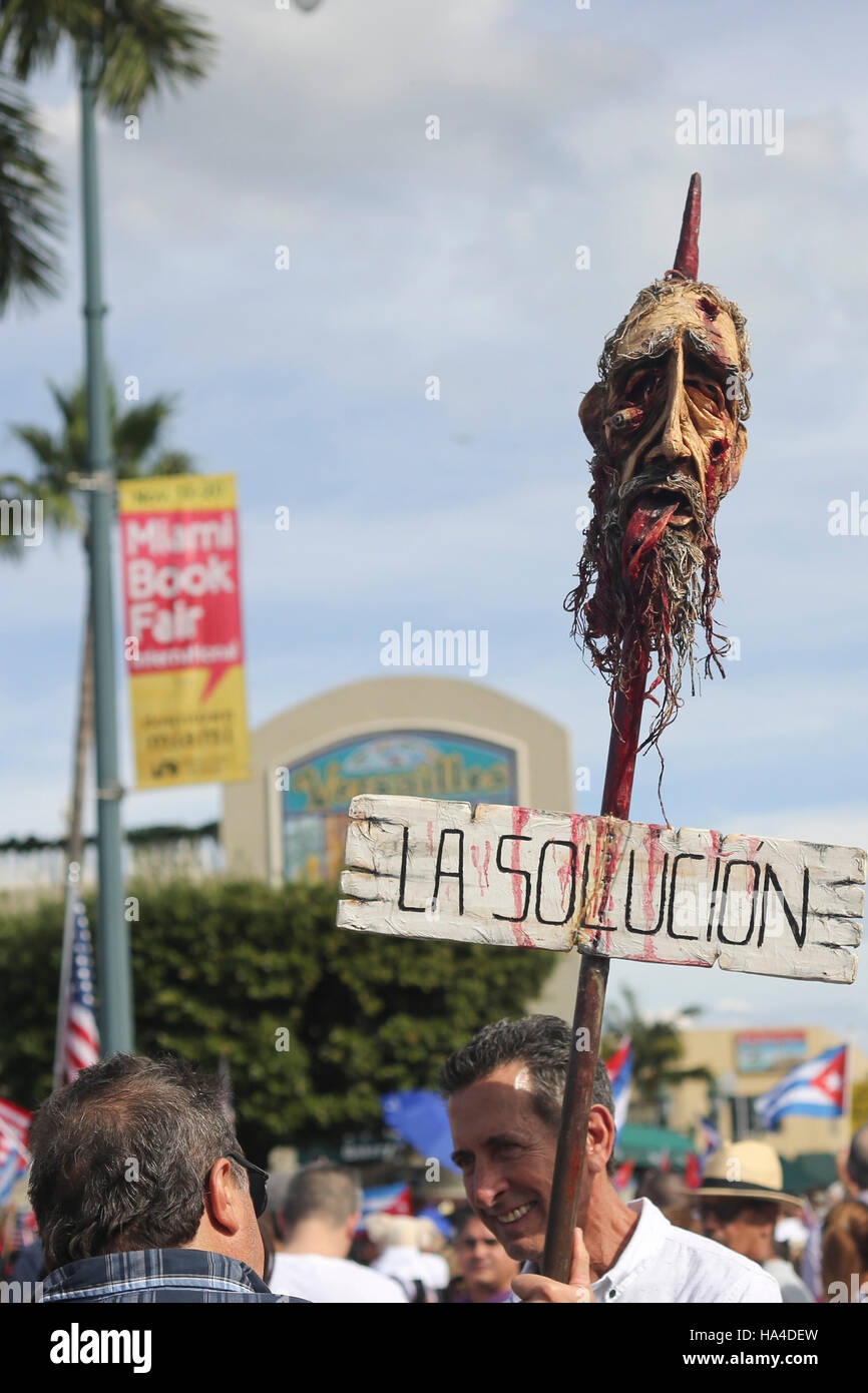 Miami, Florida, USA. 26th Nov, 2016. People celebrate death of cuban ...
