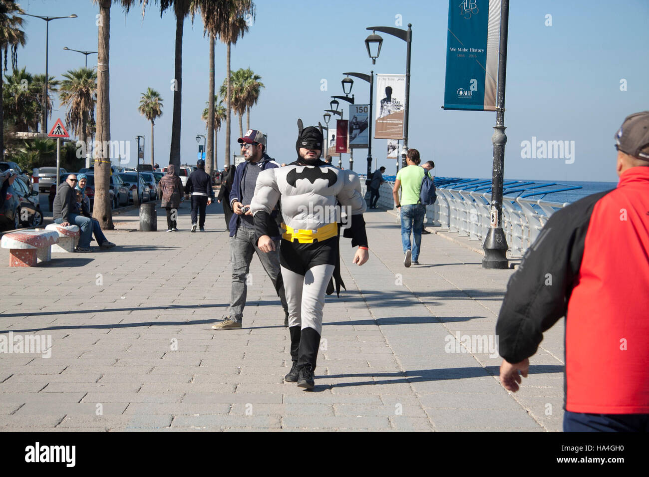 Beirut Lebanon. 27th November 2016. A man dressed in a Batman suit ...
