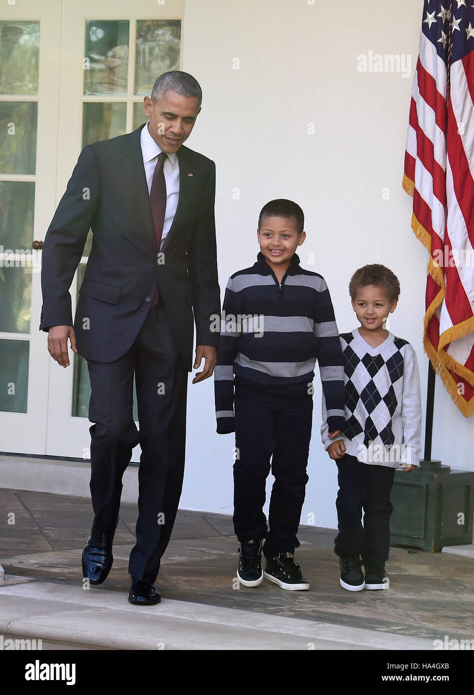 United States President Barack Obama, left, joined by nephews Austin ...