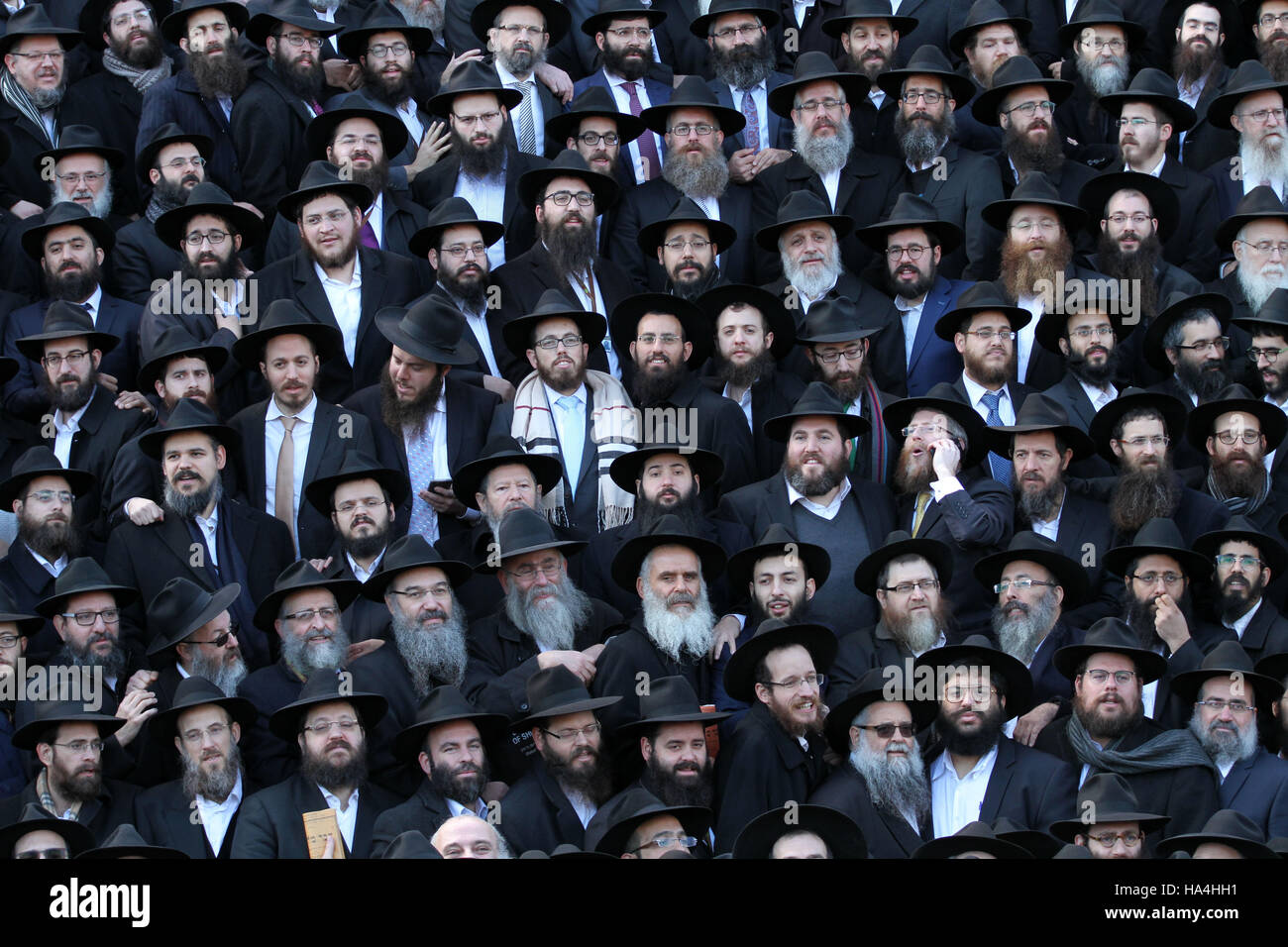 November 26, 2016 - New York, New York, U.S. - Rabbis are seen among a ...