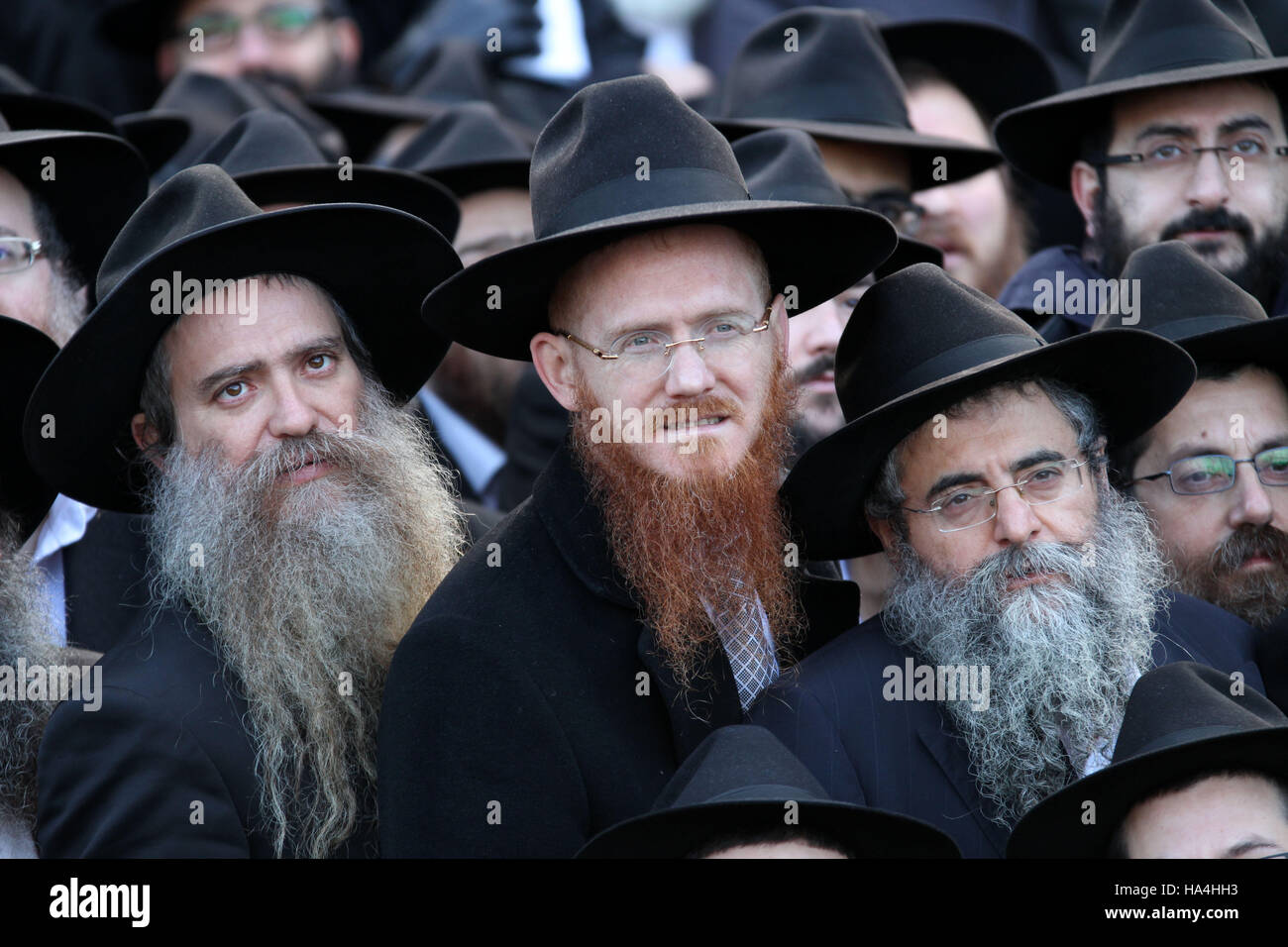 November 26, 2016 - New York, New York, U.S. - Rabbis are seen among a ...
