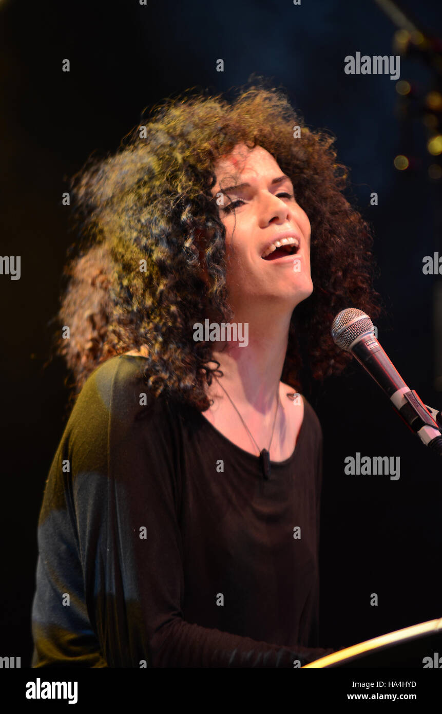 Jordan Gray performing at the Christmas lights switch-on event in ...