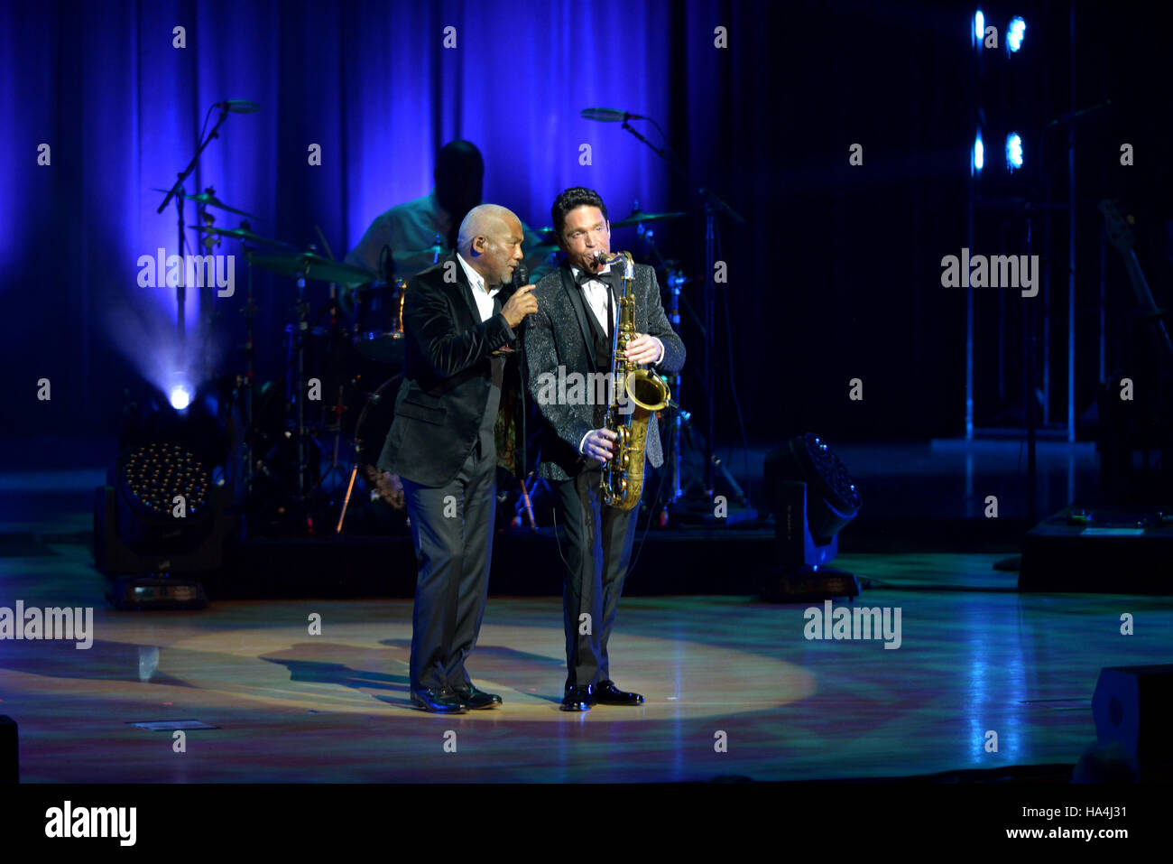 Miami, FL, USA. 26th Nov, 2016. Jonathan Butler and Dave Koz performs onstage during the 19th ...