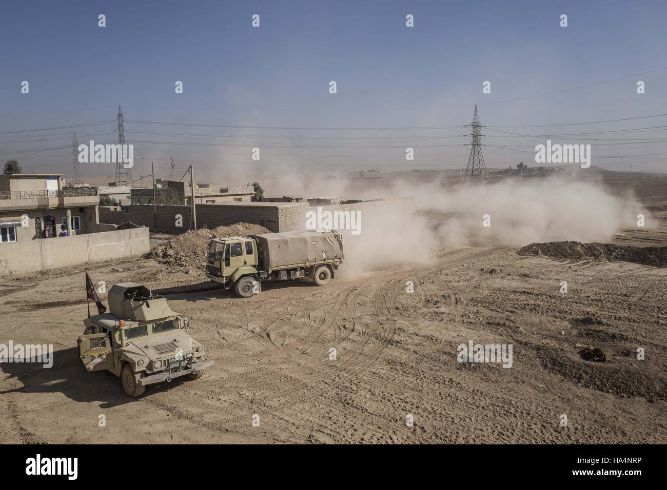 Iraqi army armoured vehicles at the suburbs of Mosul. 26th Nov, 2016 ...