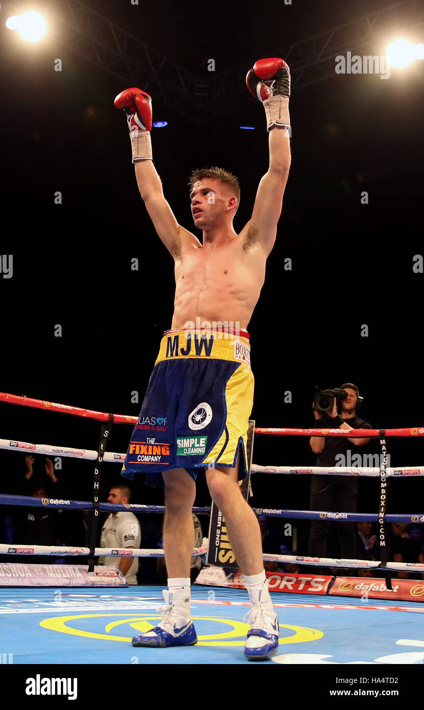 Martin joseph ward celebrates victory over ronnie clark hi-res stock ...