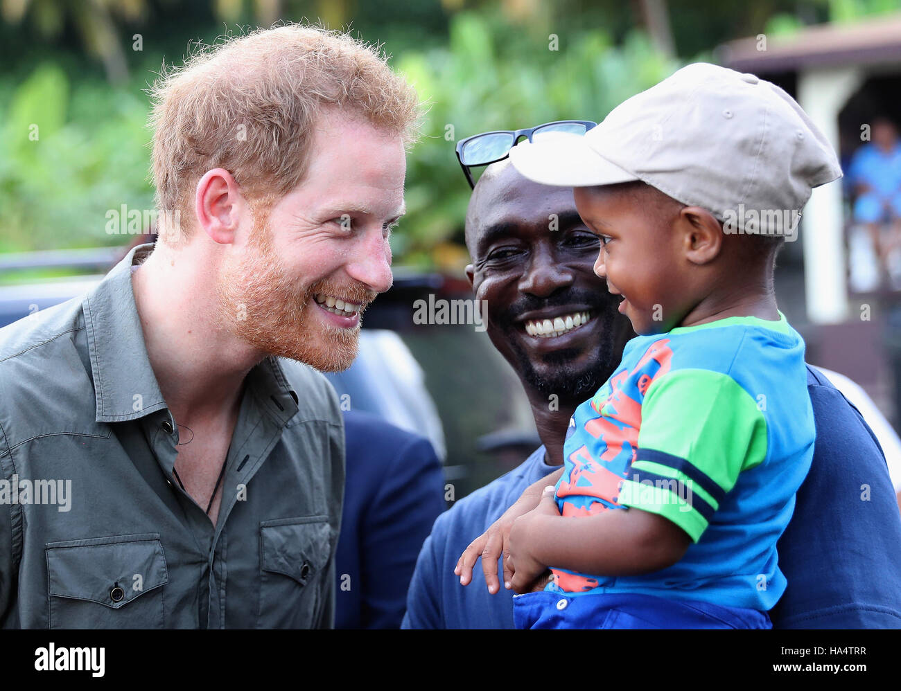 Prince Harry meets Jyasi Junior Nash, two, during a visit to a Turtle ...