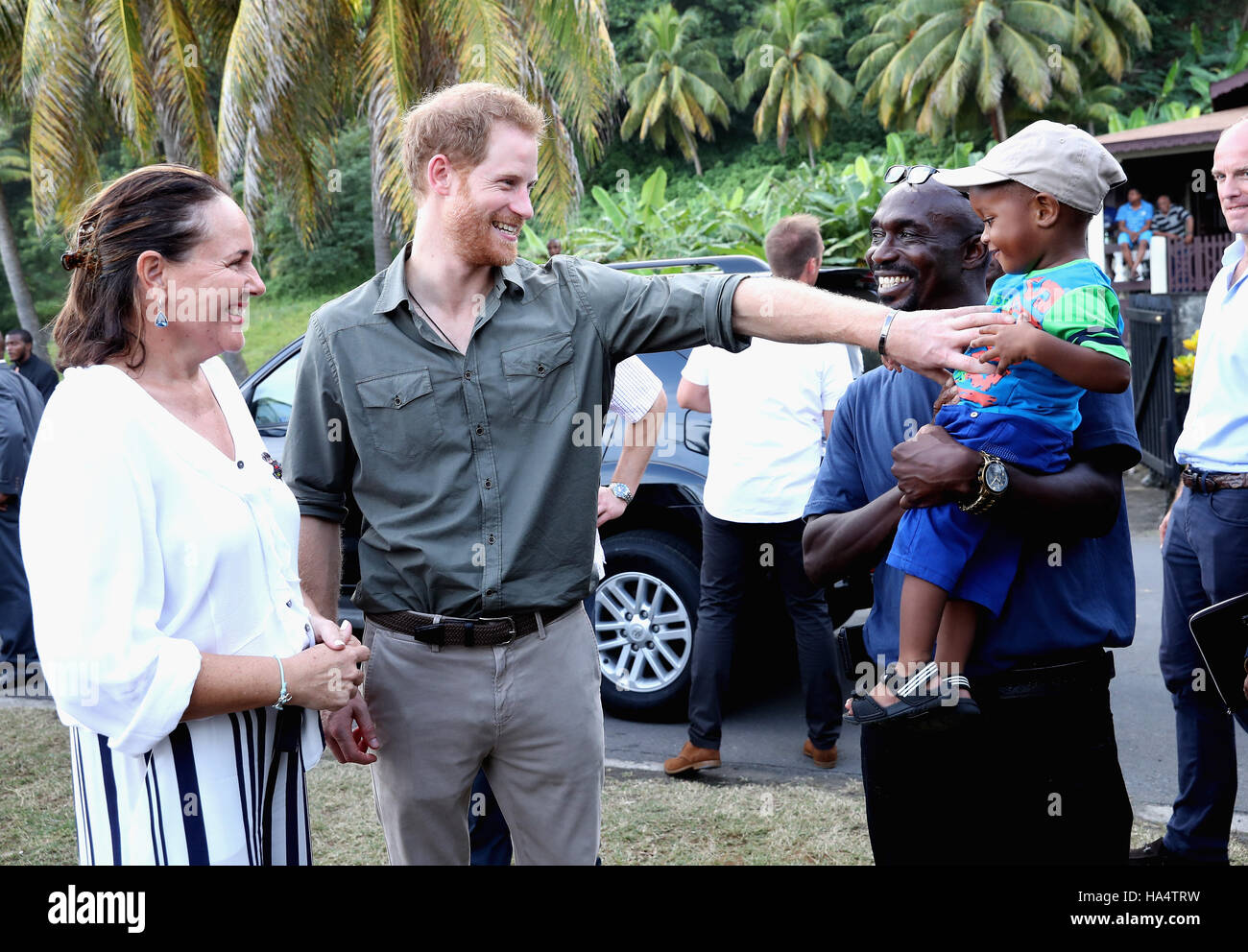 Prince Harry meets Jyasi Junior Nash, two, during a visit to a Turtle ...