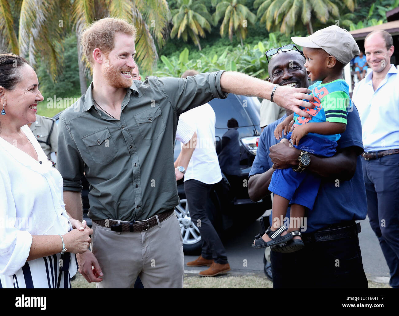 Prince Harry meets Jyasi Junior Nash, two, during a visit to a Turtle ...