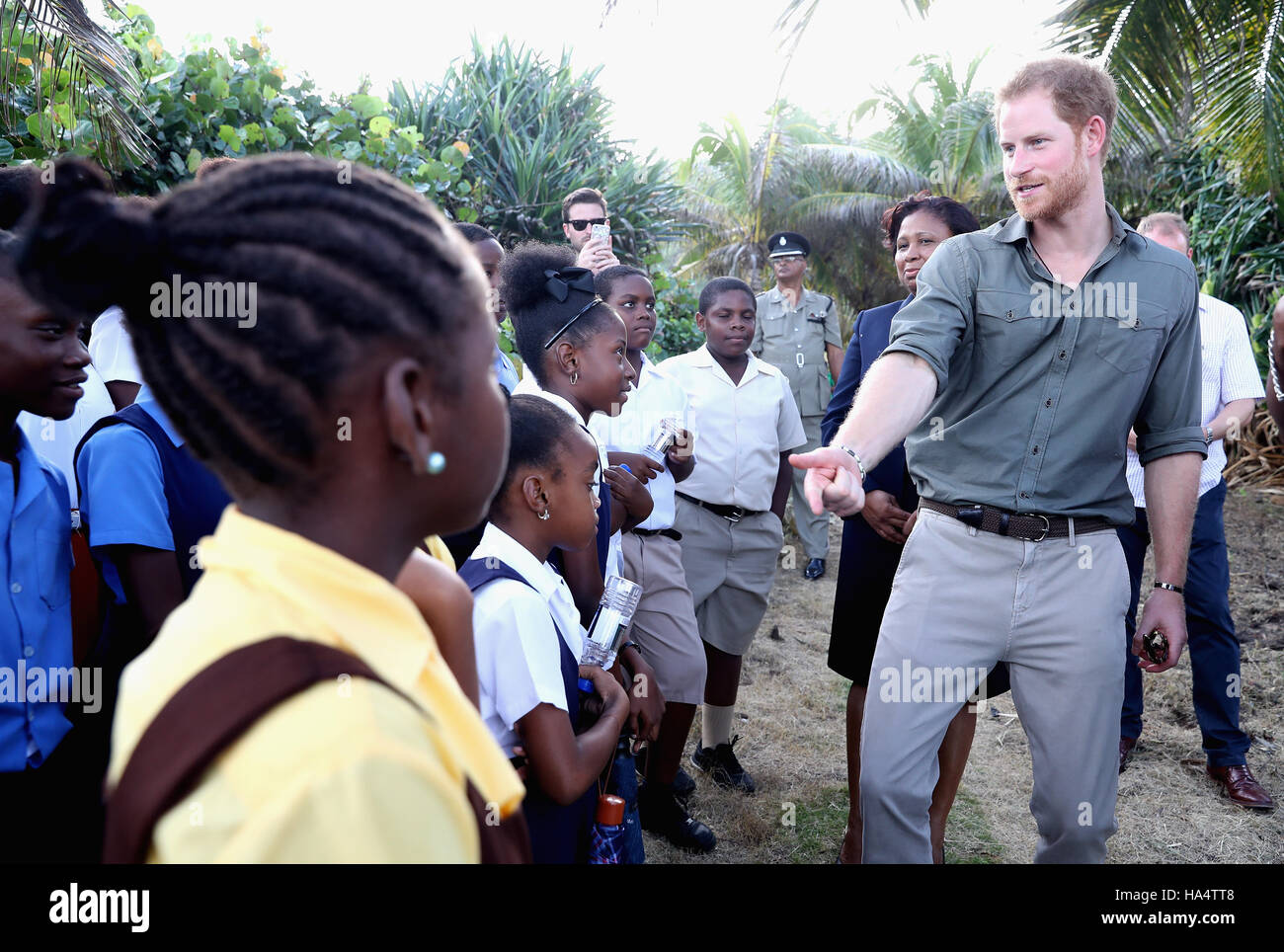 Prince Harry meets school children during a visit to a Turtle ...