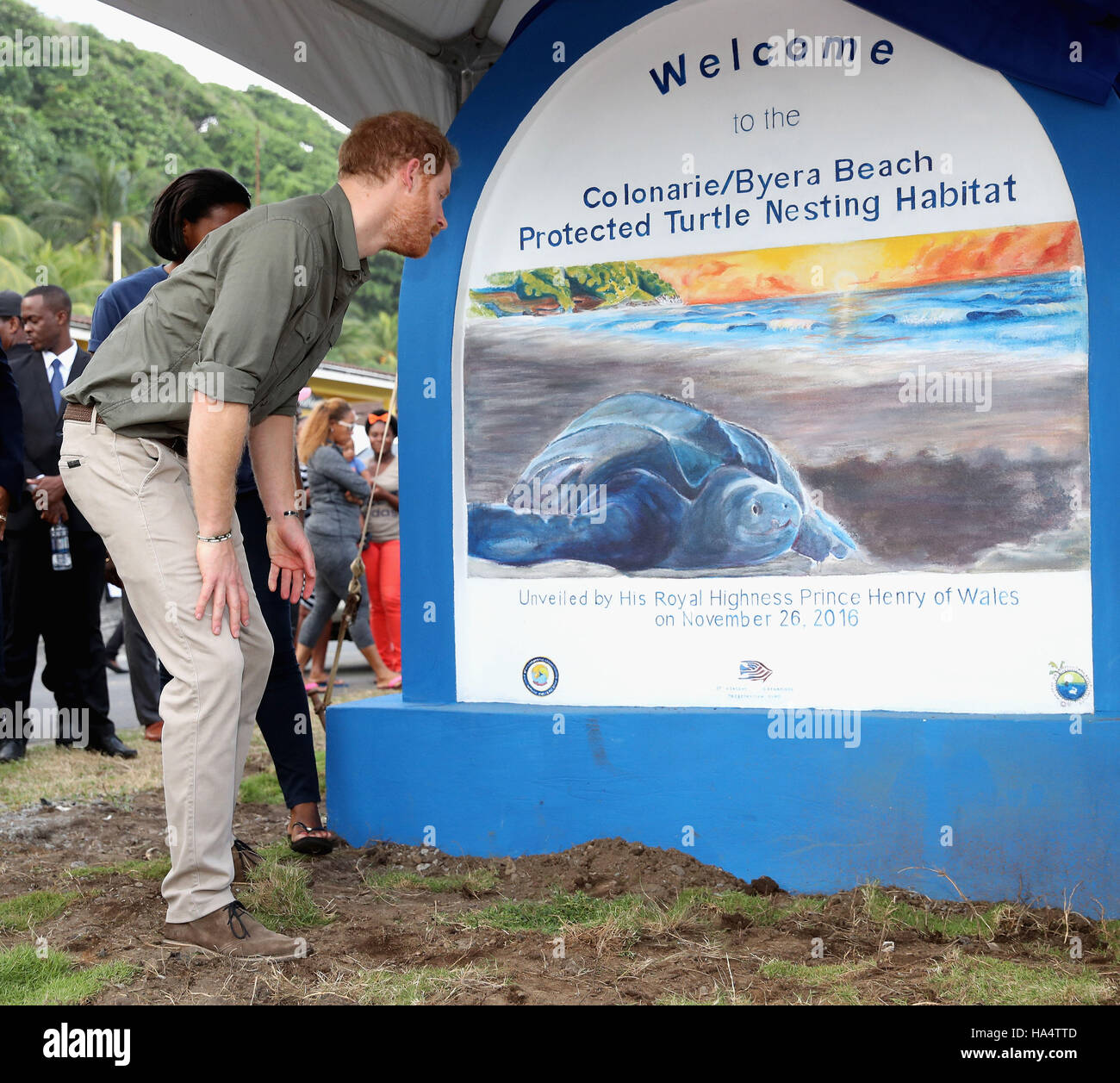 Prince Harry during a visit to a Turtle Conservation Project at ...