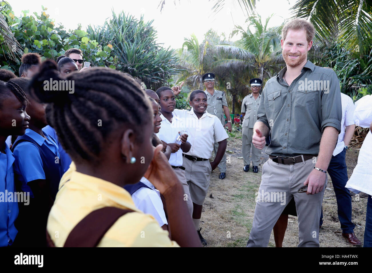 Prince Harry meets school children during a visit to a Turtle ...