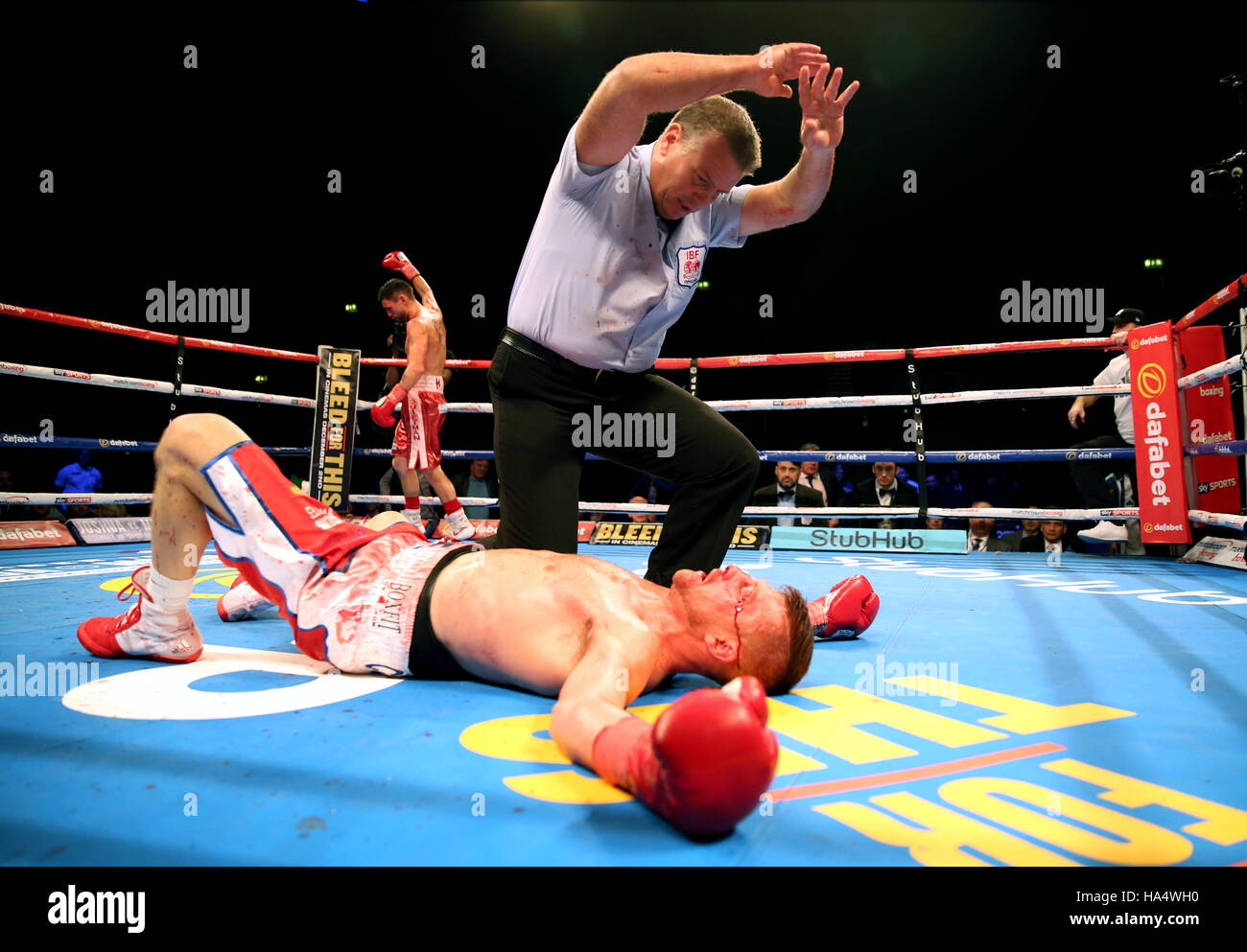 John Wayne Hibbert is knock out by Martin Gethin during the vacant IBF ...