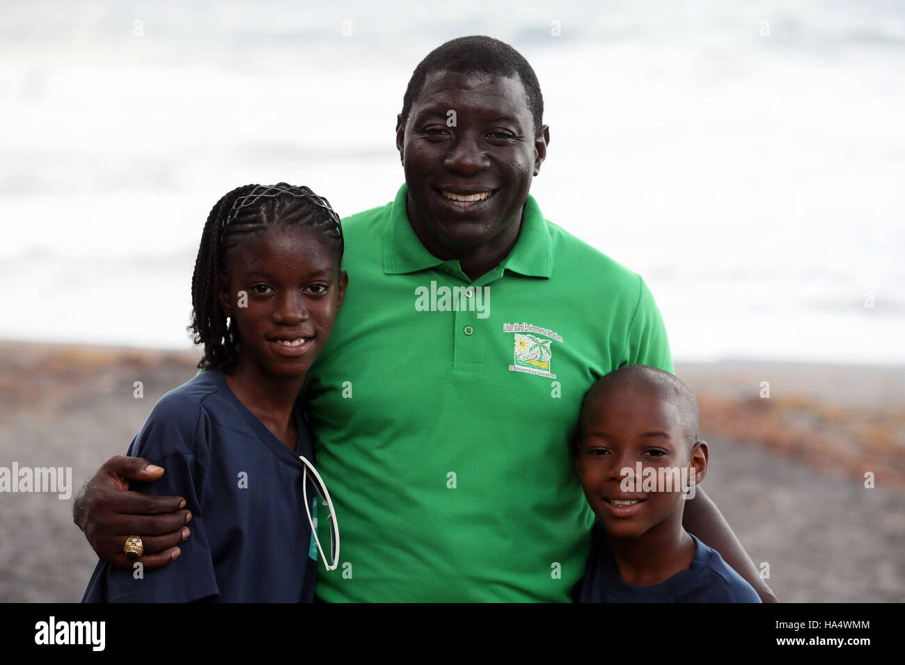 Roseman Adams with his children Ashara and Akaroese who met Prince ...