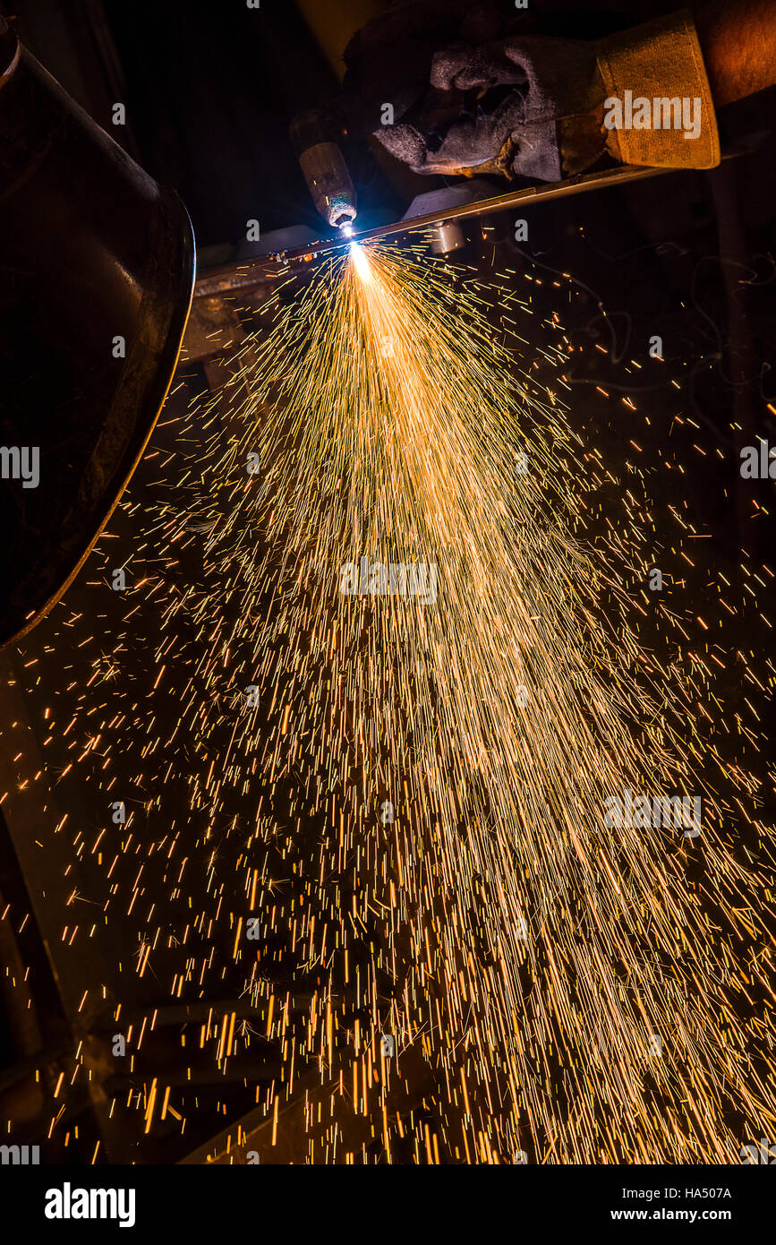 Sparks from Welding, fireworks from the plasma welding Stock Photo - Alamy