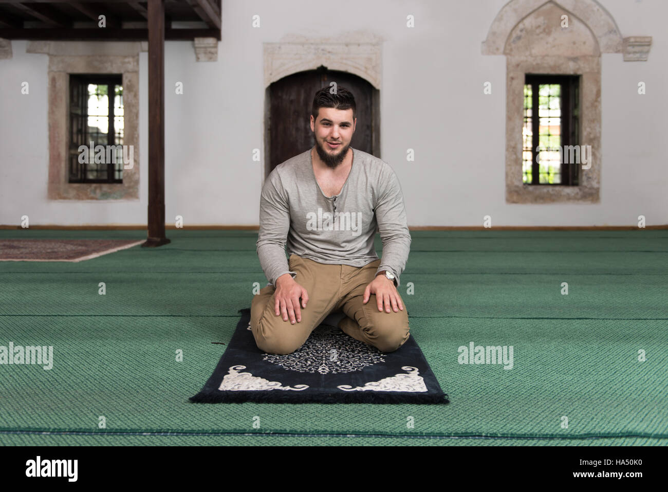 Humble Muslim Man Is Praying In The Mosque Stock Photo - Alamy