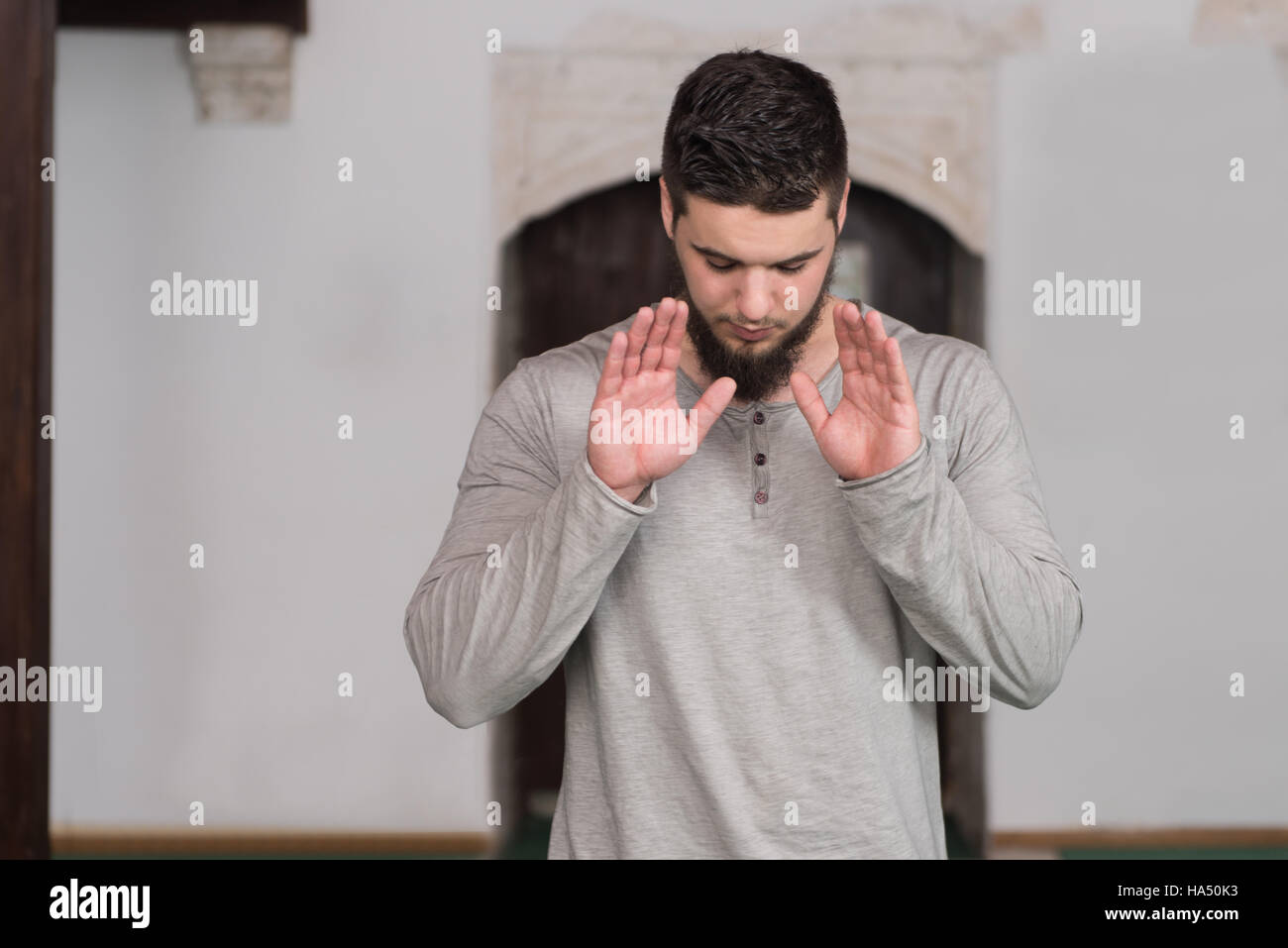 Humble Muslim Man Is Praying In The Mosque Stock Photo - Alamy