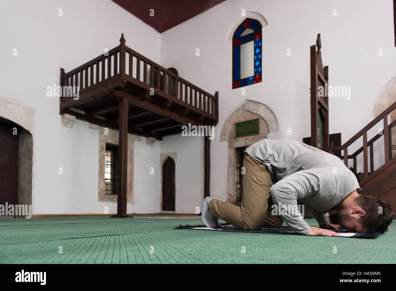 Muslim Man Is Praying In The Mosque Stock Photo - Alamy