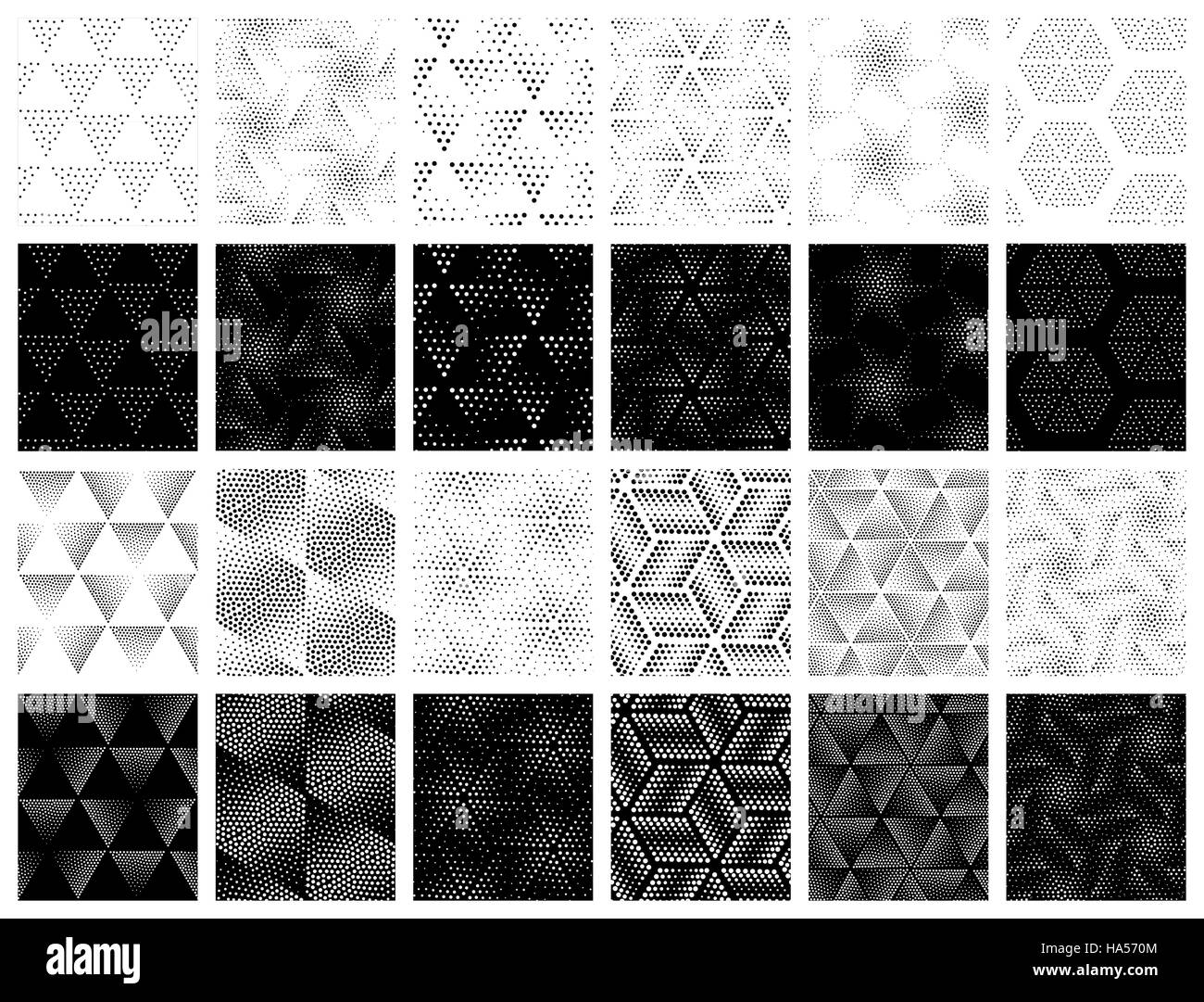 Monochrome universal geometric vector seamless patterns set in elegant ...