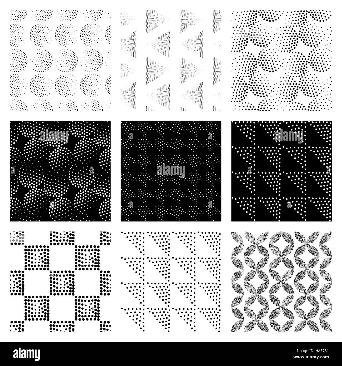 Monochrome universal geometric vector seamless patterns set in elegant ...