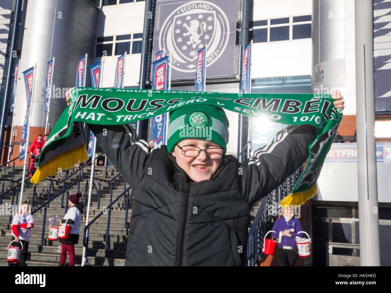 A young Celtic fan before the Scottish League Cup Final at Hampden Park ...