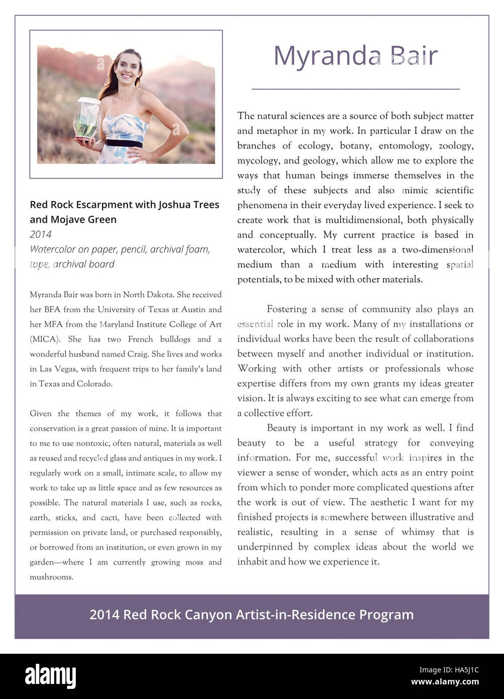 blmnevada 14808182443 Artist Myranda Bair Bio Stock Photo - Alamy