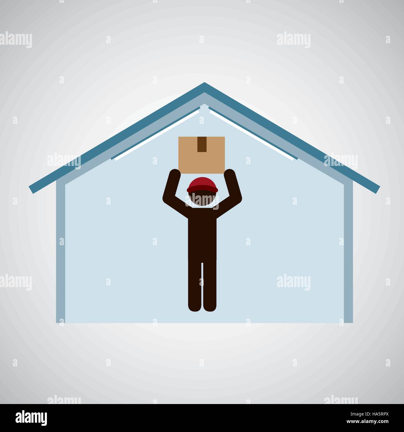 silhouette worker box on head storage vector illustration eps 10 Stock ...